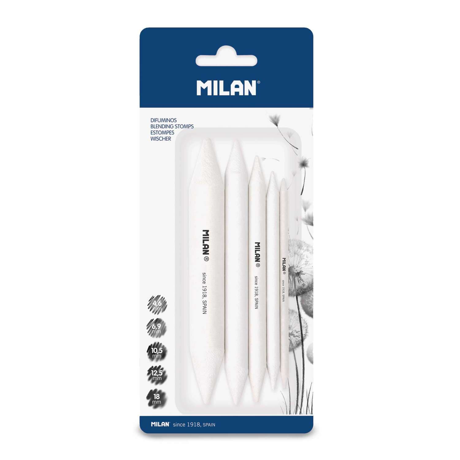 Blister de 5 estompes assorties Milan